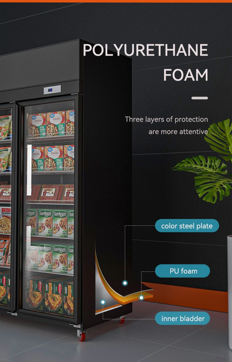 Quick Freezing Showcase Frozen Food Glass Door Display Freezer For ...