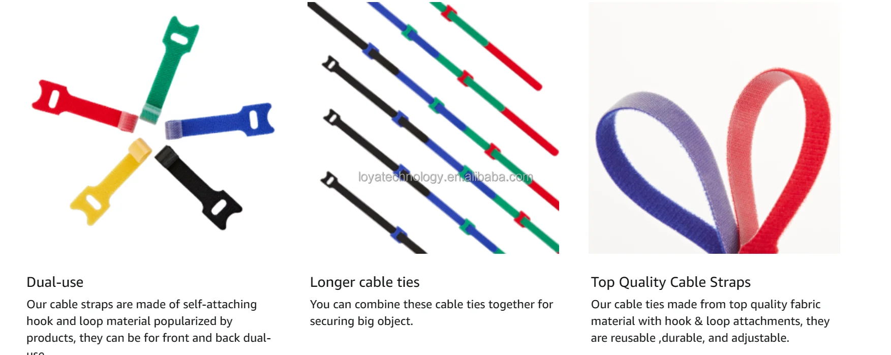 12x150mm Cable Binders Self Gripping Hook and Loop Strap Thin Hook ...