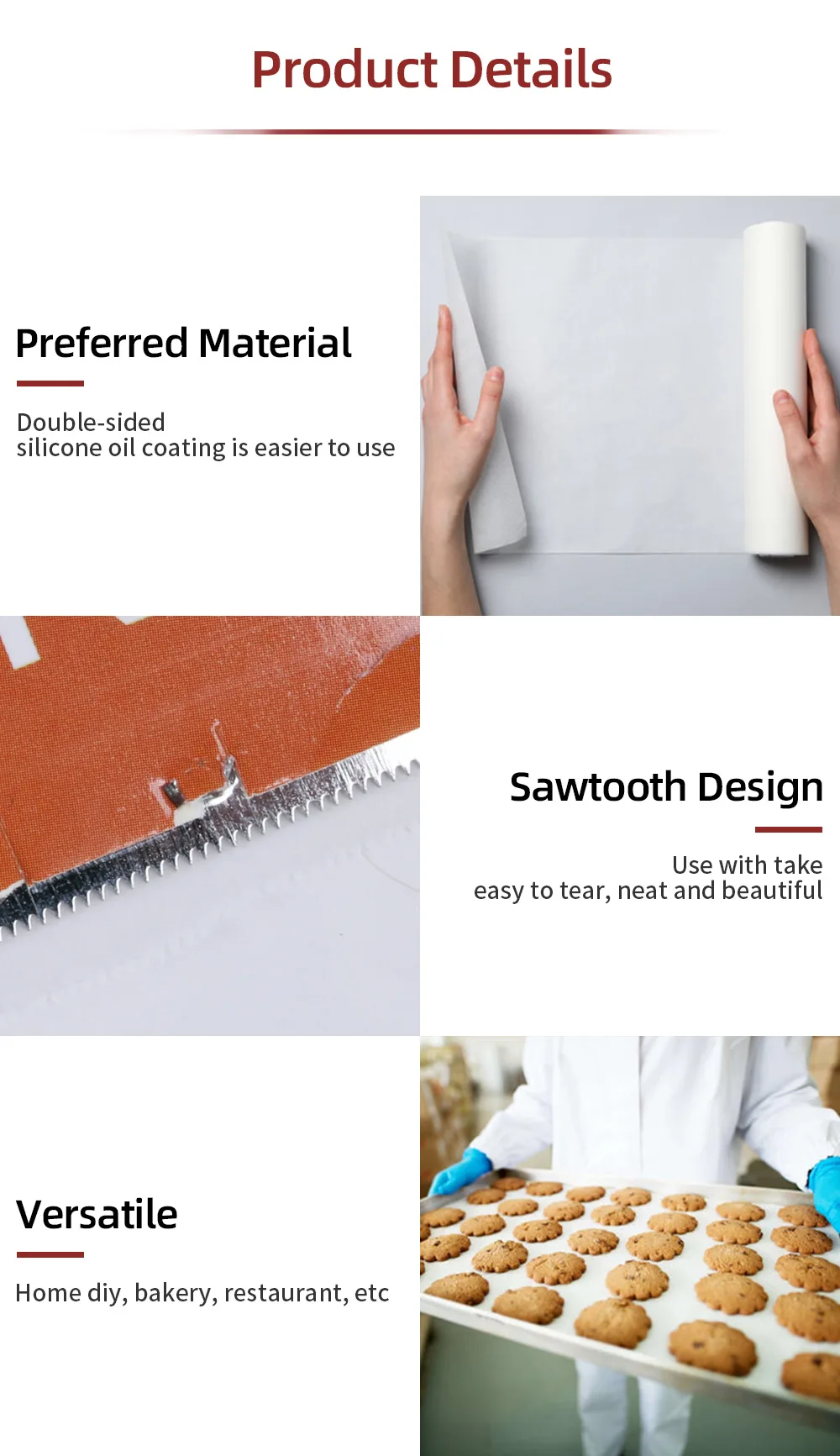 Manufacturer Custom Printed Logo Non Stick Baking Paper Roll 45cm ...