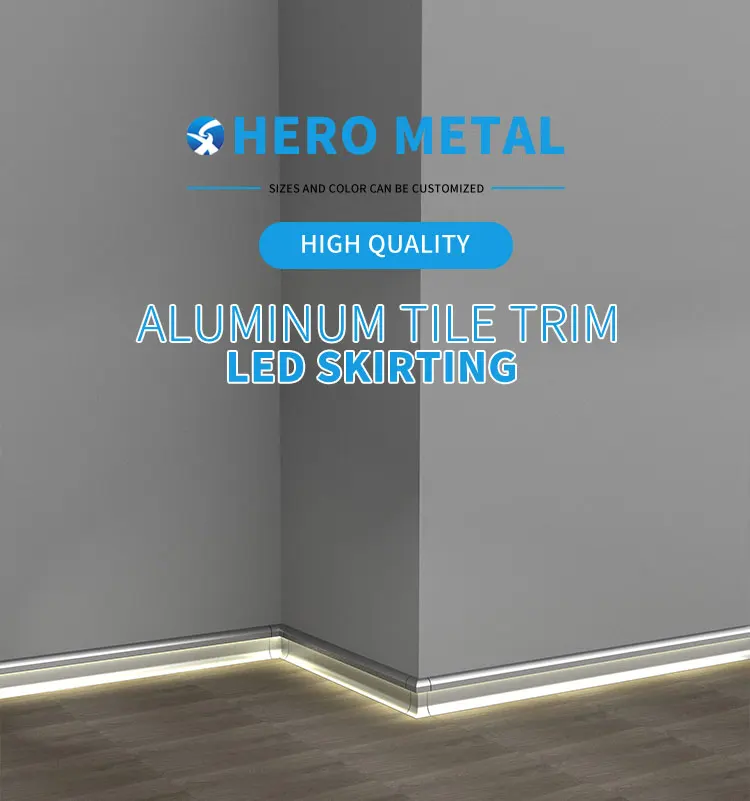 Foshan Factory Lighted Aluminium Baseboard 80mm Decorative Wall Metal ...