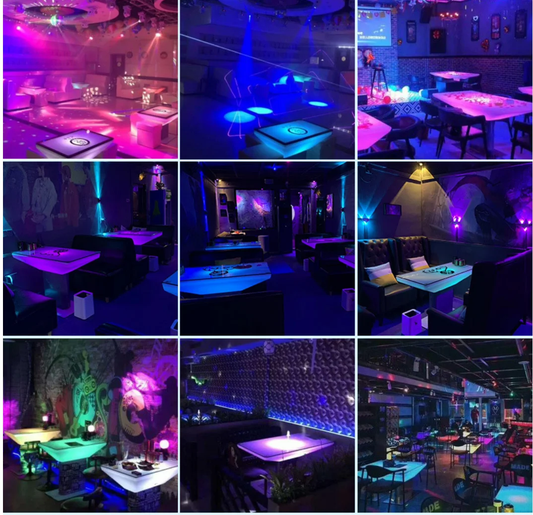 Remote Rgb Color Changing Led Night Club Coffee Table With Stainless ...