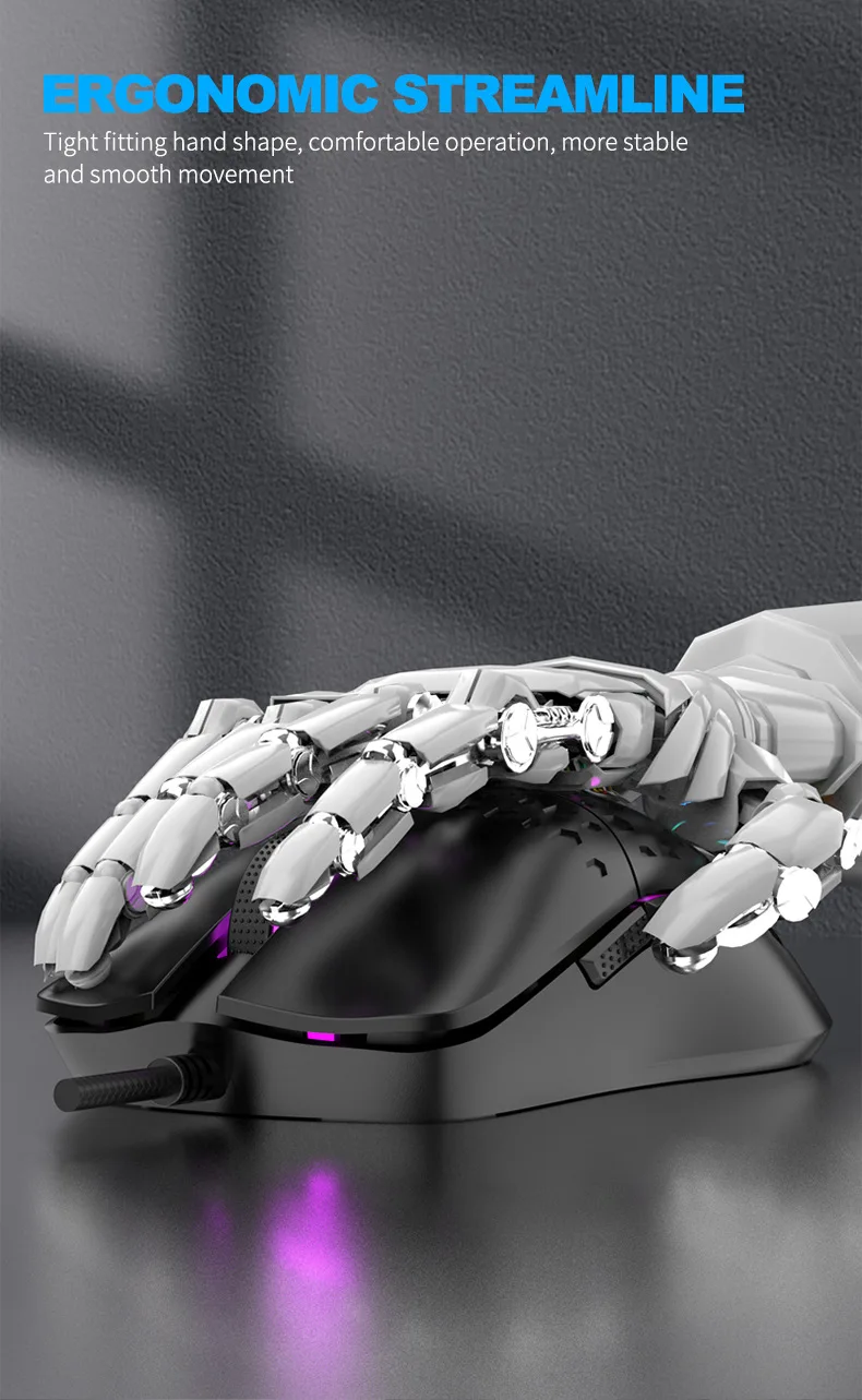 RAIKU G701 Gaming Mouse - Cool Light Cave Style & Ergonomic