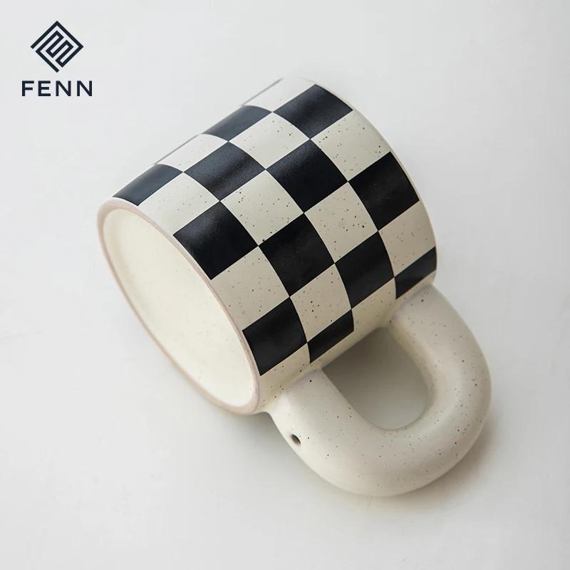 Simplicity Unique Style Fat Round Handle Ceramic Coffee Tea Mug Splash ...