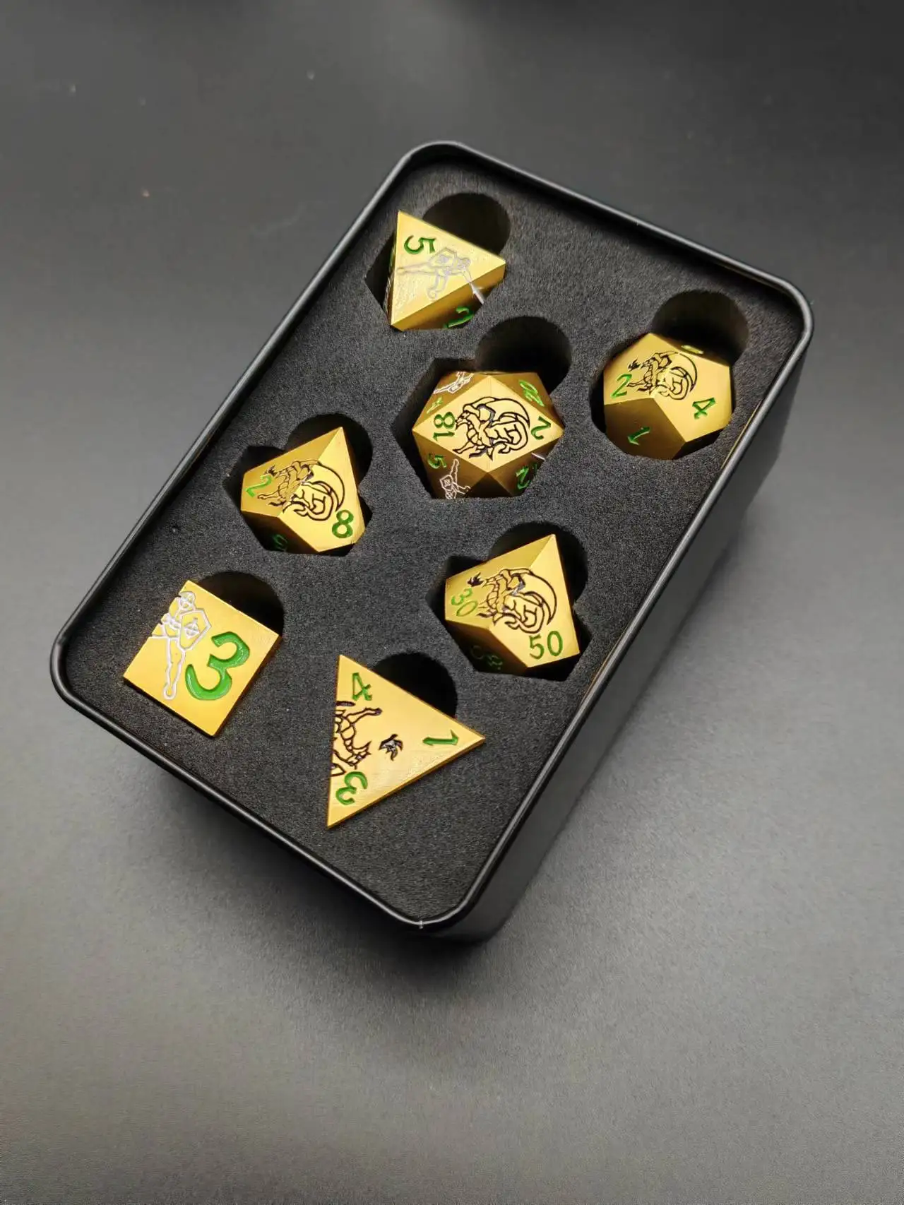 LM DND Warrior D20 Carving Dice Set 16mm Black Zinc Metal for DND 5E ...