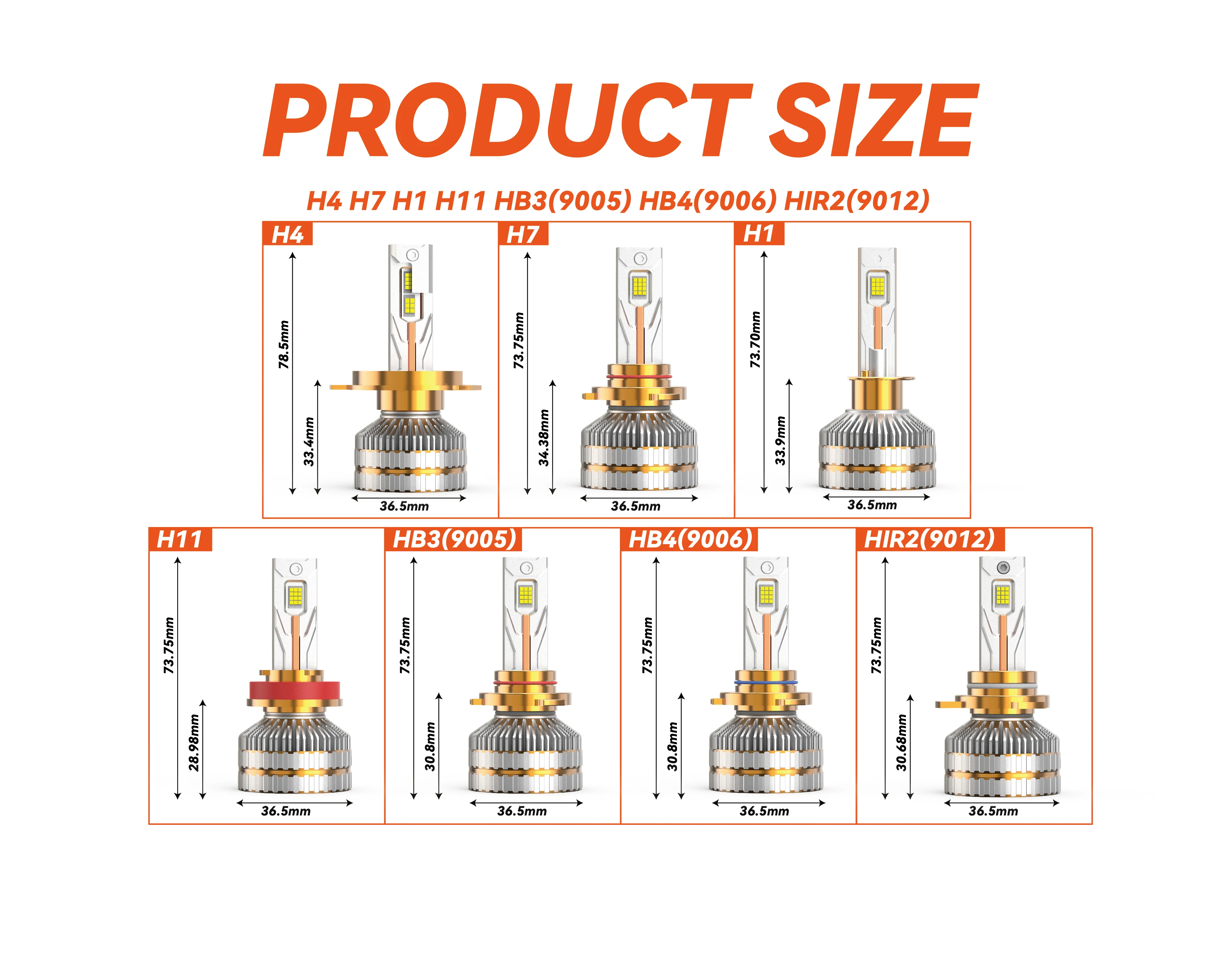 Redsea R46 260W LED Headlight Bulb - H7 H4 H11 9005 9006, 6000K ...