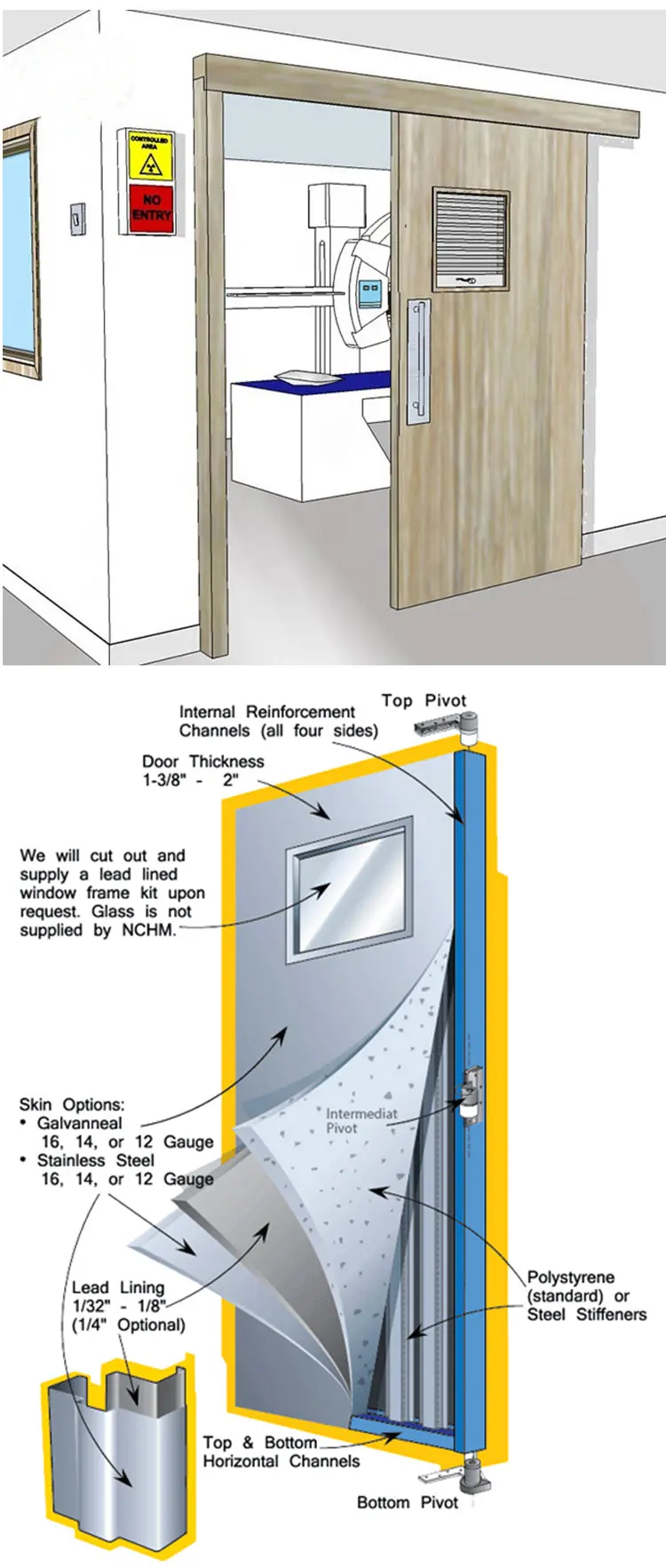 Clean Room Swing Double Steel Lead Door Airtight Hospital Door 304 ...