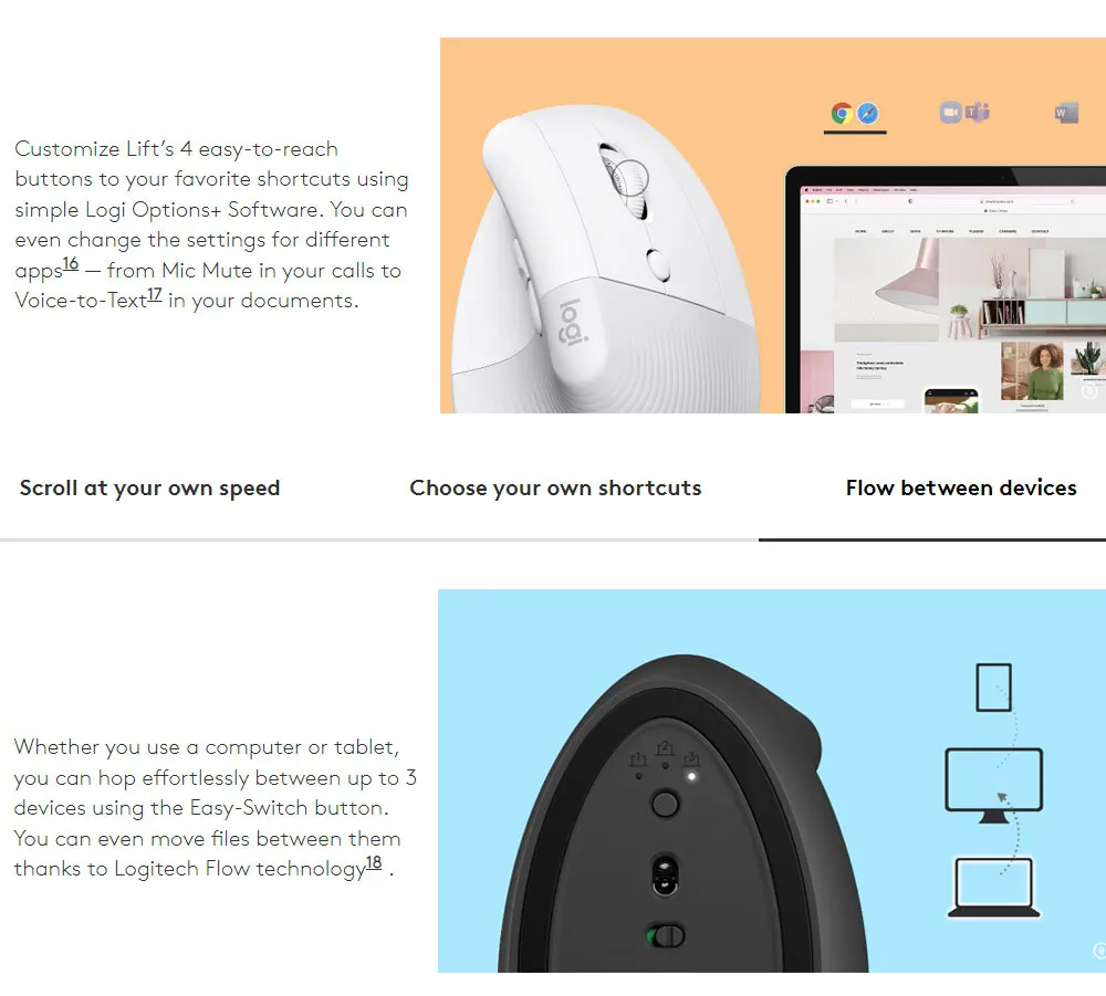 Logitech Lift Ergonomic Mouse - Ideal for Office & Gaming