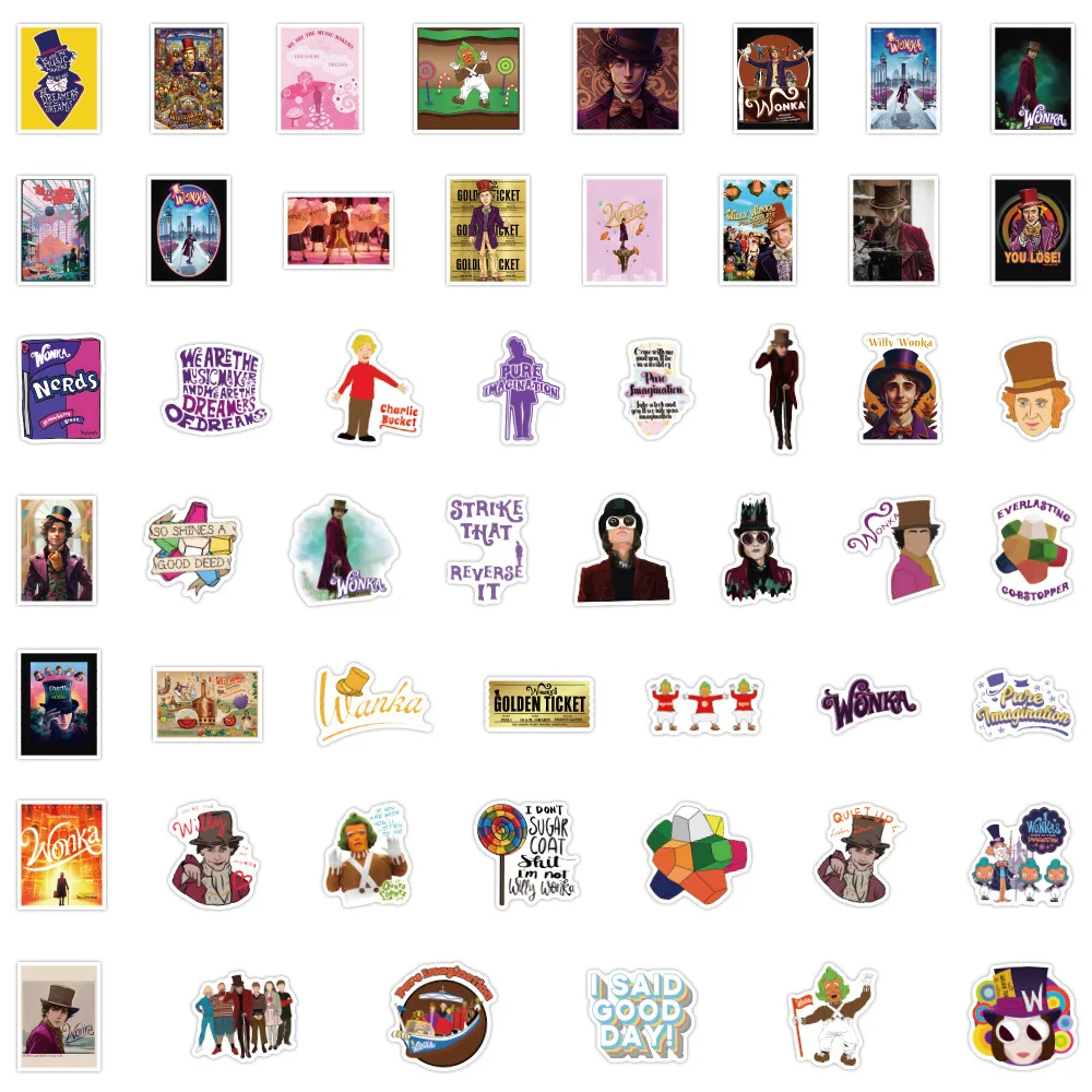 50pcs Chocolate Willy Wonka Sticker For Kids Room Window Decor Laptop ...