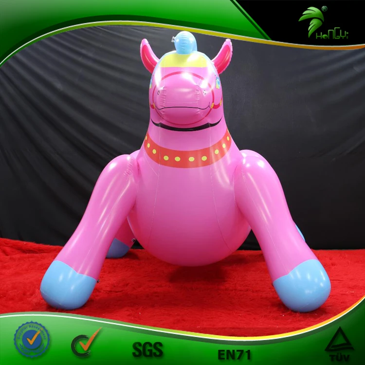 HONGYI Inflatable Custom Big Belly Pink Horse Ride On