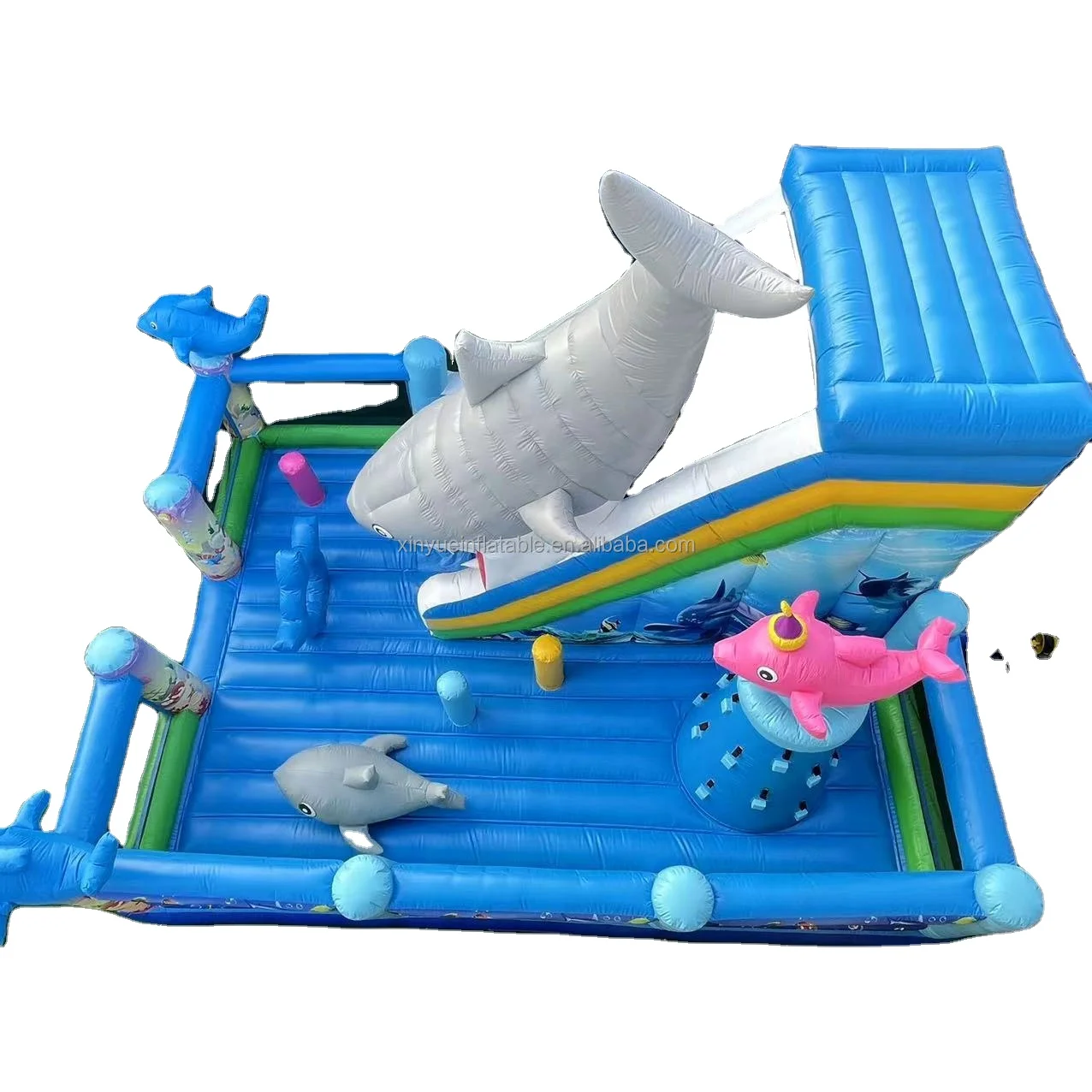 2024 giant custom Outdoor children playground Shark inflatable bouncy ...