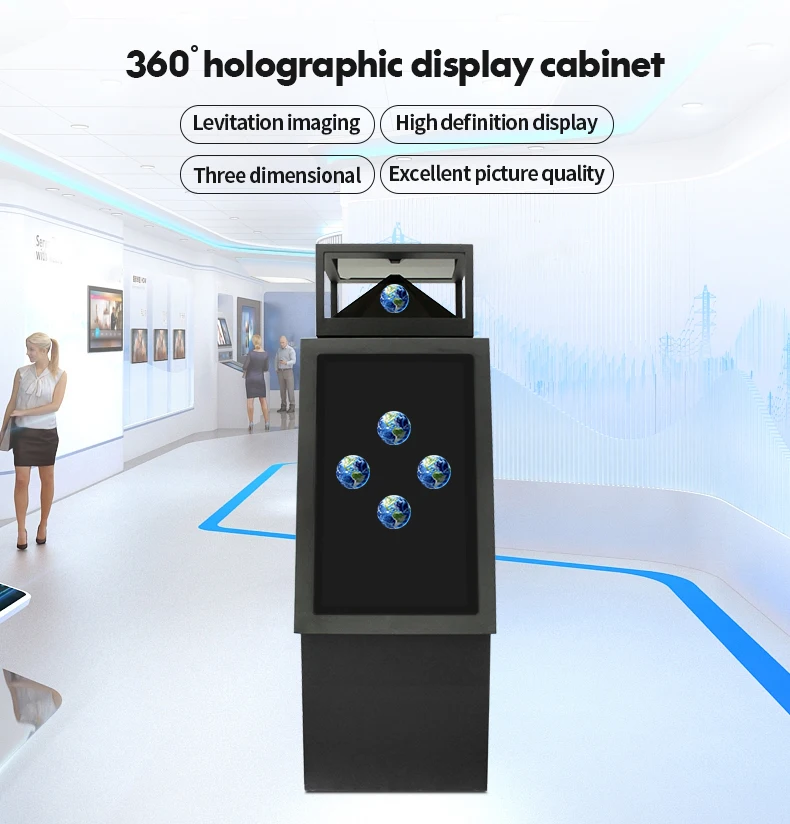 360 Degree 3D Holographic Pyramid Display with Touch Screen