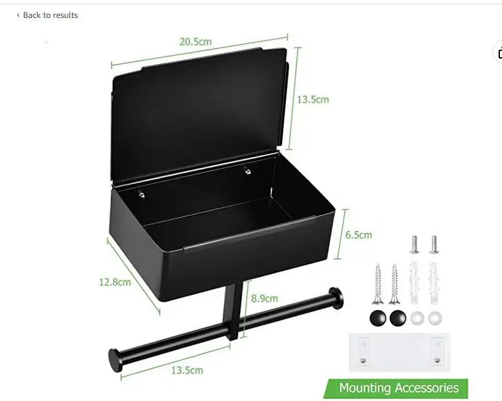 Free Standing Gun Metal Paper Storage Box Holder Toilet Paper Holder ...