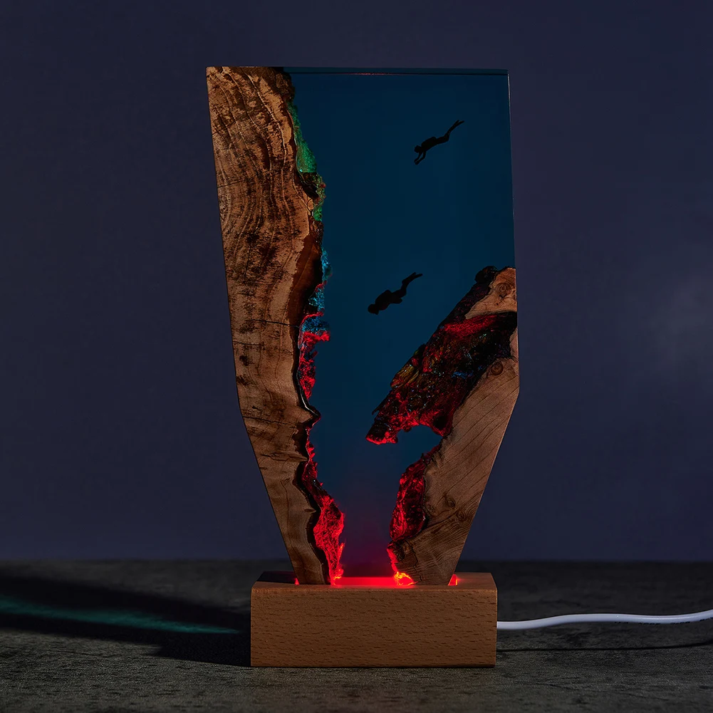 Modern Ocean Diving Resin Wooden Desk Lamp Led Light Source Creative ...
