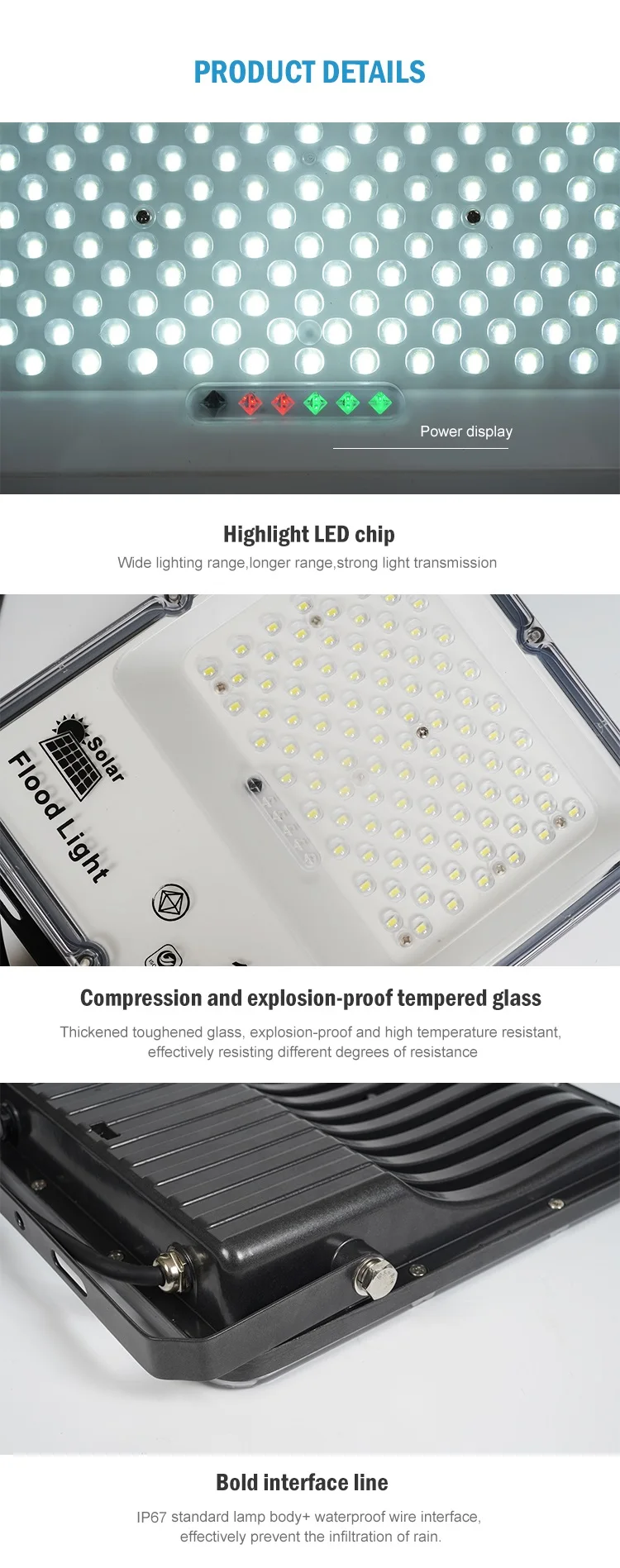 LED Solar Lights Outdoor Waterproof - Stadium Floodlights