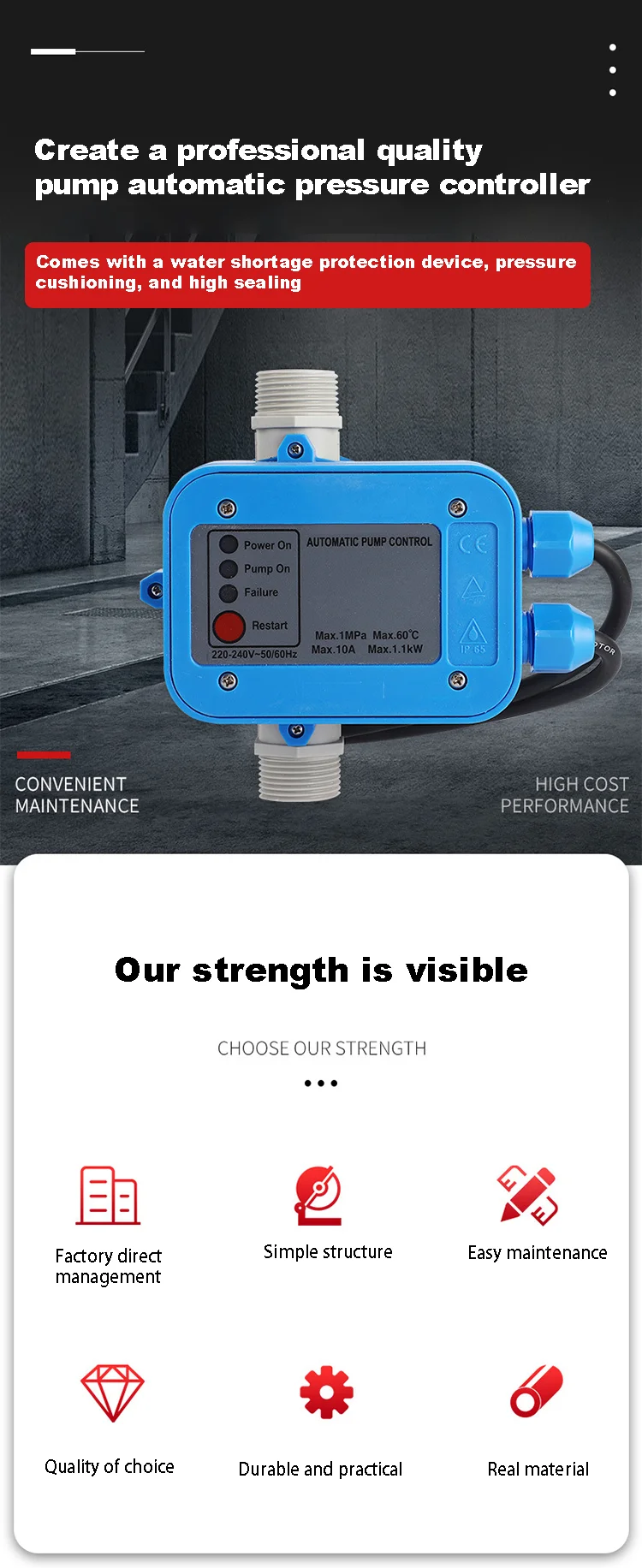 Pressure Control 220v 240v Automatic Water Pump Controller,Multi ...