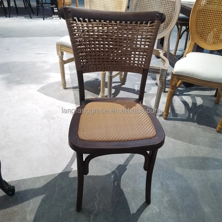 Vineyard Wood Cane Wicker Rattan Weave High Back Dining Chair for ...