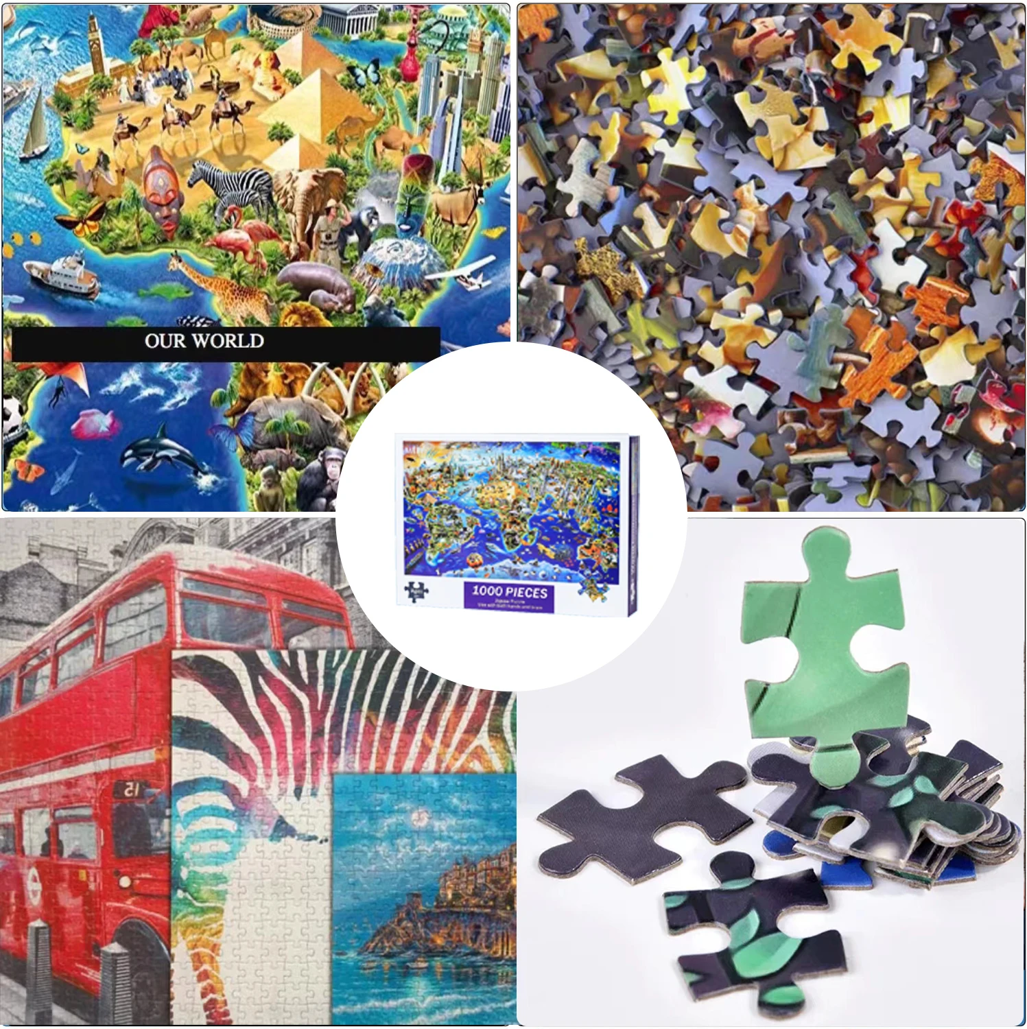 Cartoon World Landmarks Map Ocean Marine Animals Colorful Hd Print 1000 ...