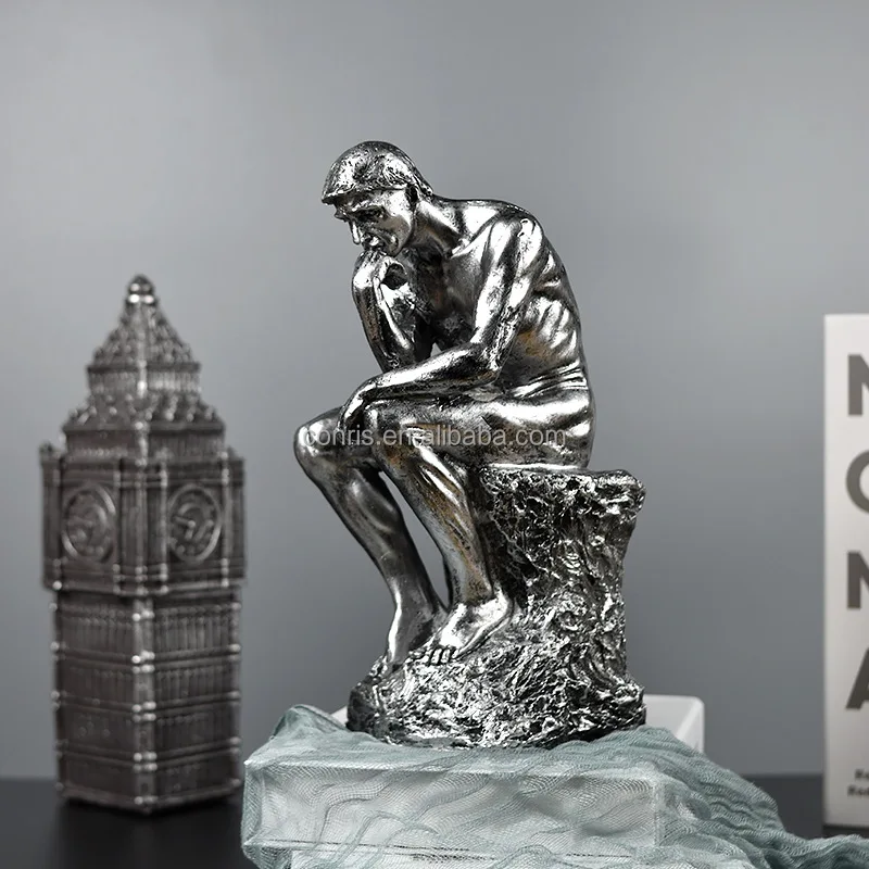 Resin Gold Bronze Modern Decor Thinker Statue Art Sculpture