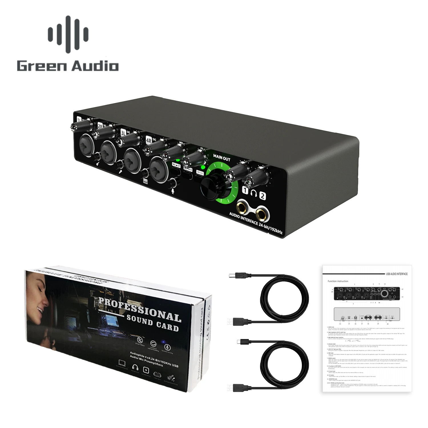 4 Channel Usb Audio Mixer Sound Card For Music & Podcast Recording