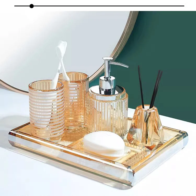Modern Luxury Bathroom Product Decor Amber Crystal Glass Bathroom ...