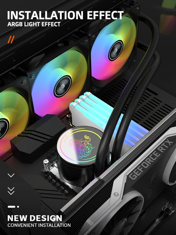 PC Liquid Cooler Cpu Water Cooling System ARGB Fan Liquid Computer ...