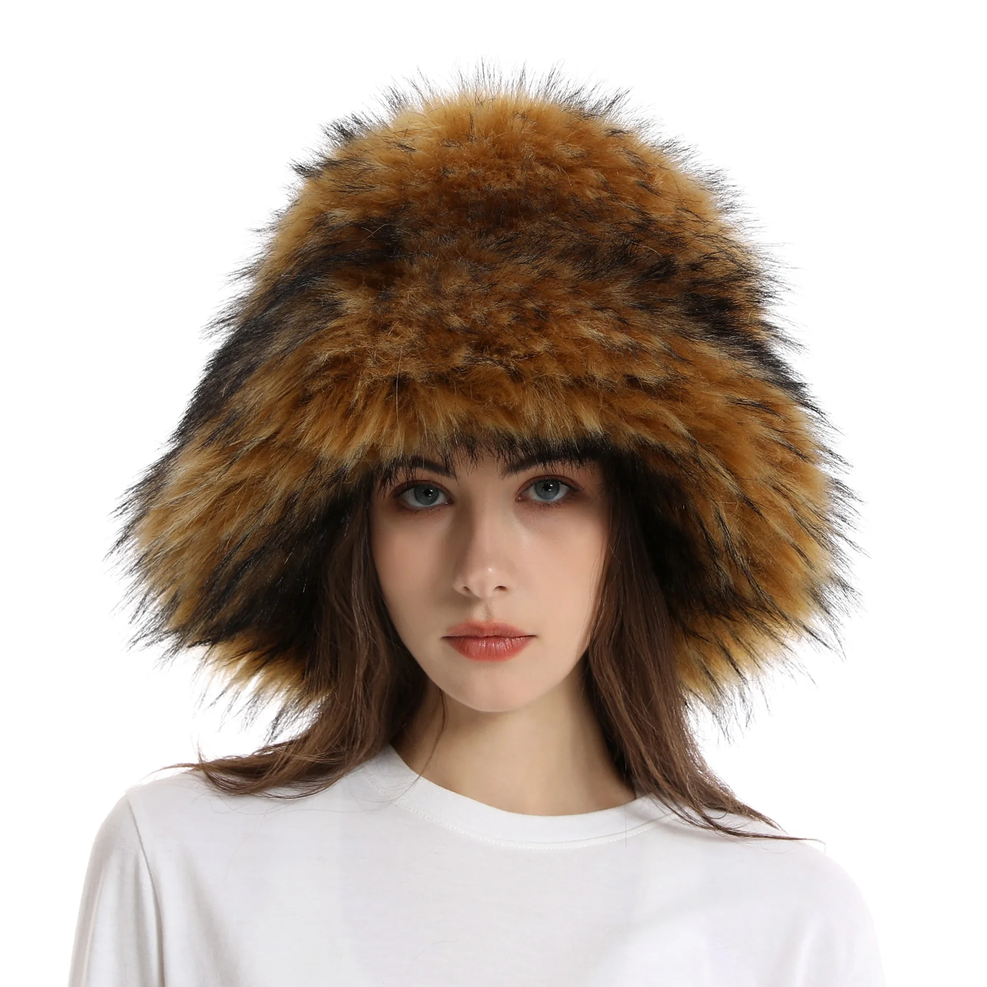 Women Winter Faux Raccoon Fur Hat Multicolor Soft High Quality Fashion ...