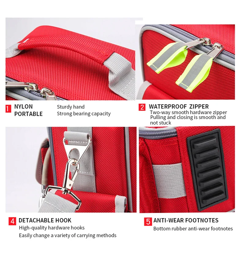 Multi Compartment Design First Aid Kit Large Capacity Storage Durable ...