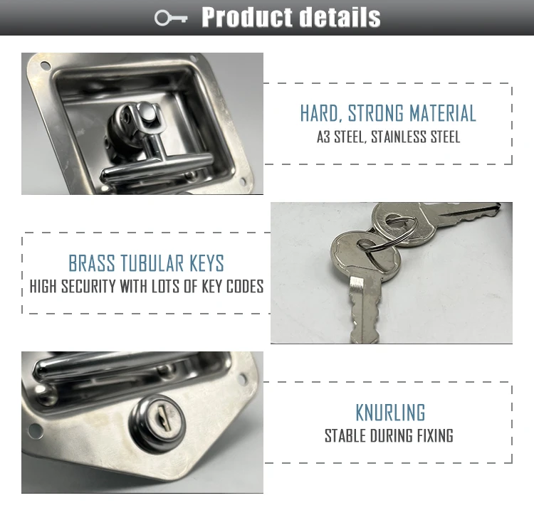 Anli Trailer Door Latch,Highly Polished Stainless-steel T Handle Lock ...