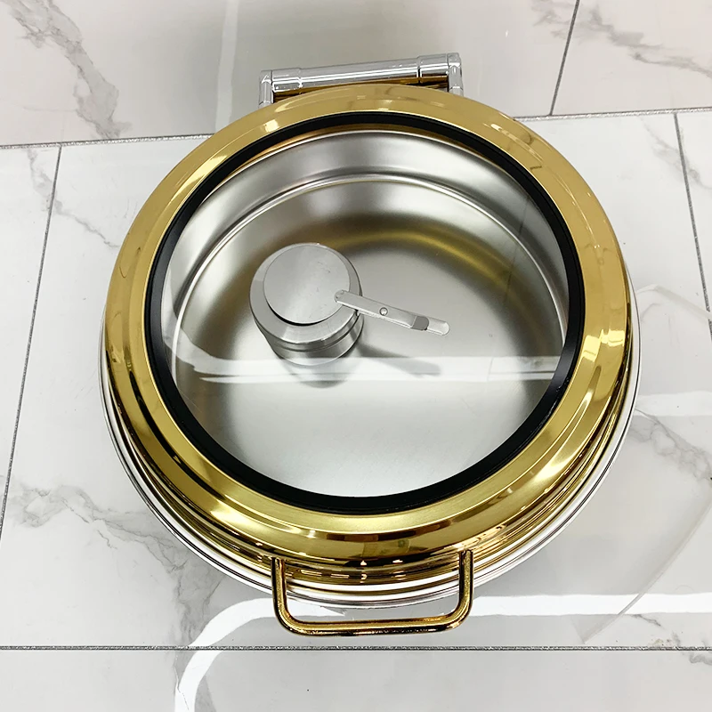 Catering Buffet Warmer Serving Equipment Golden Hydraulic Cheffing Dish ...