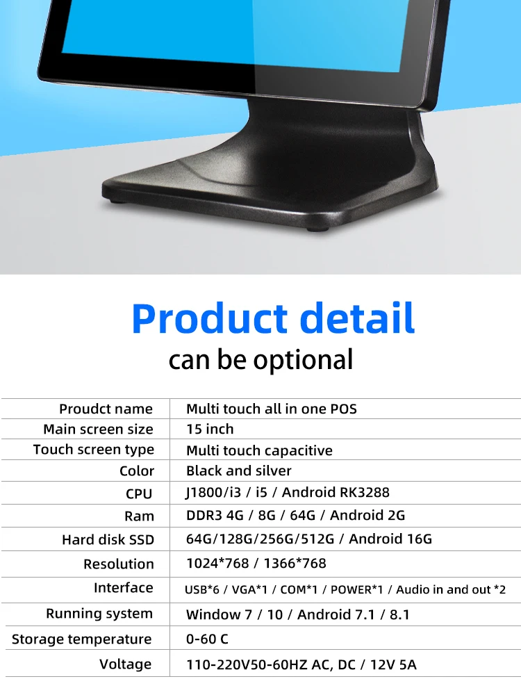 Whole Set Desktop 15 Inch Dual Screen All in One Touch Screen Pos ...