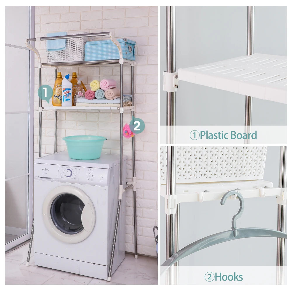 Baoyouni 2 Tier Space Save Bathroom Accessory Stand Washing Machine ...