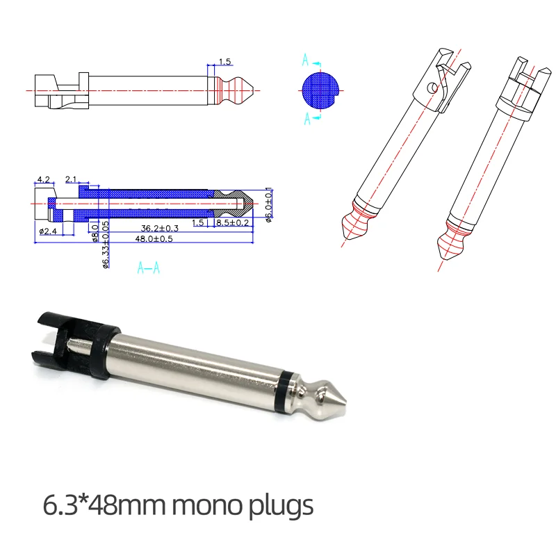 6.35mm Audio Plugs Injection Molded Plugs For Audio Cables Power Cables ...