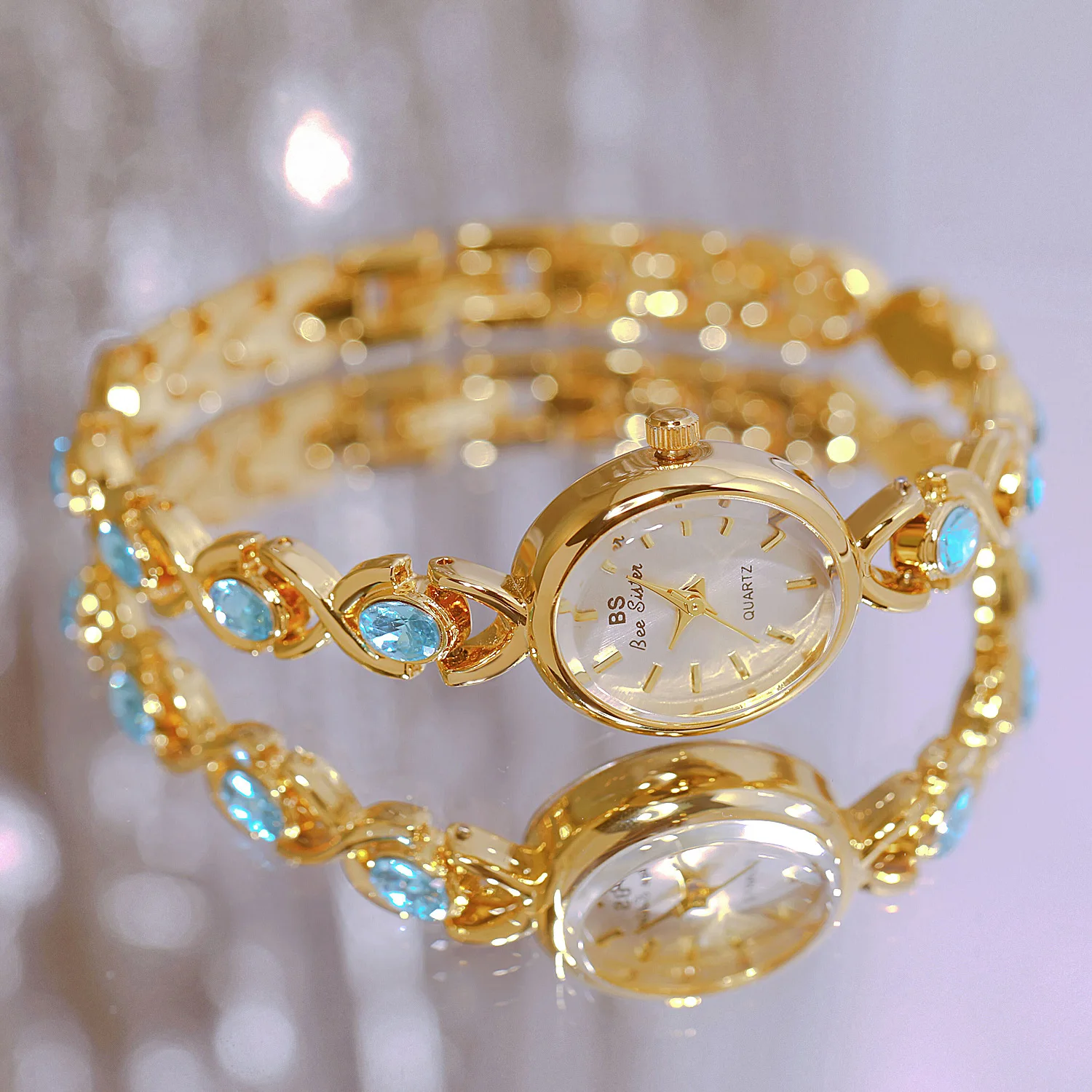 Alibaba.com: BS Bee Sister FA1726 Gemstone Bracelet Watch, Rose Gold ...