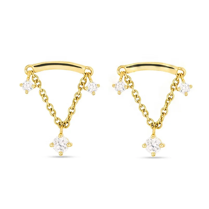 Gemnel Korean Fashion Cute Gold Plated Fine Jewelry Bar Ear Drop ...