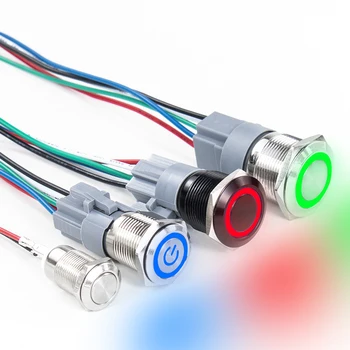 16/19/22mm Waterproof Flat /high Head Metal Push Button Switch Led Ring ...