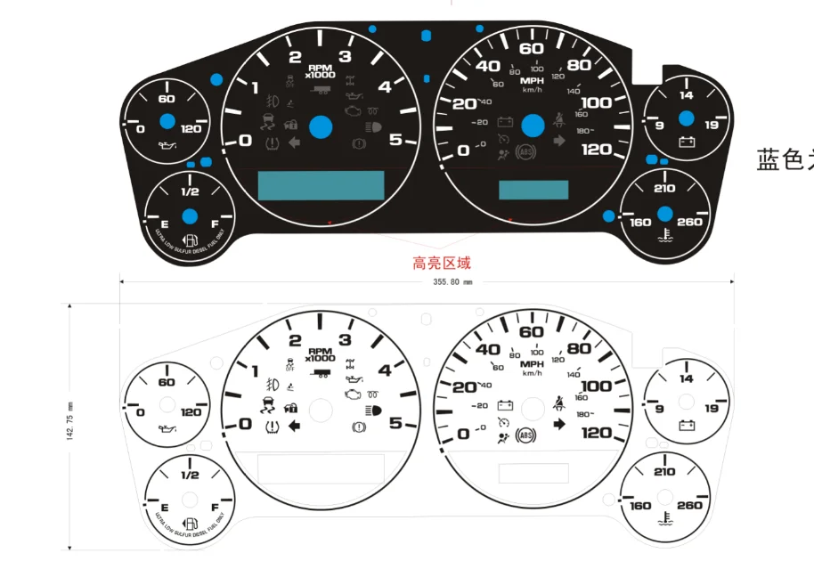 Custom Dashboard Speedometer Silk Screen Printing 2d Dial Panel Face ...