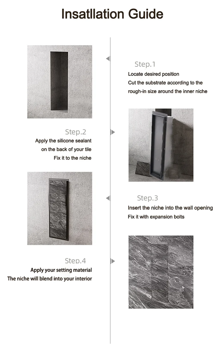 Hidden Recessed Tissue Box Toilet Brush Niche Stainless Steel 304