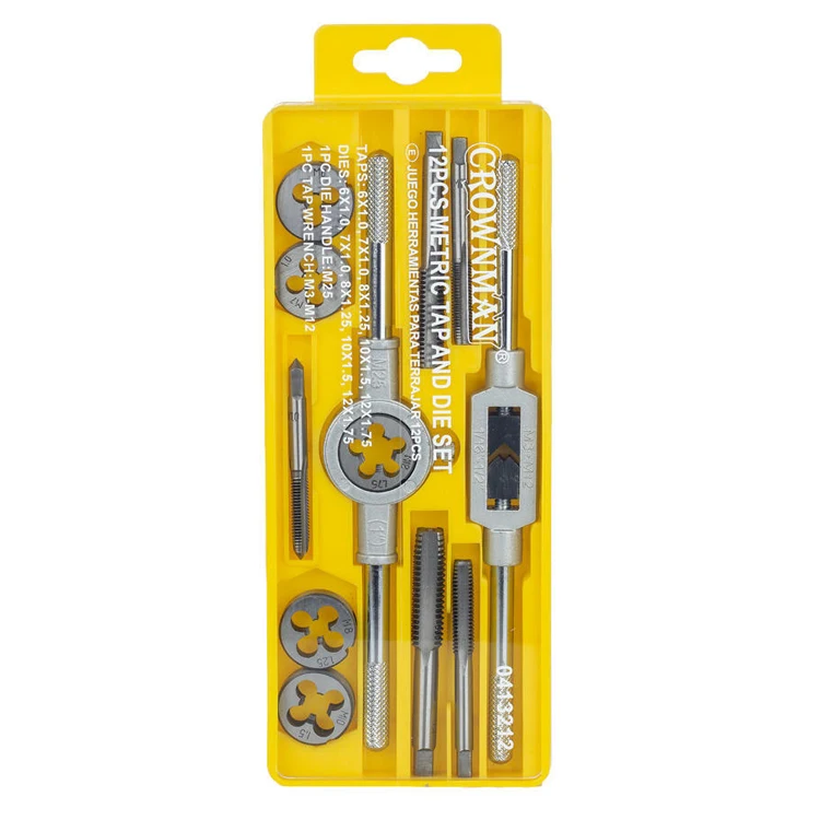 12pcs Hand Tool Tapping Die Set Screw Taps Dies Wrench Capstan Set Tap ...