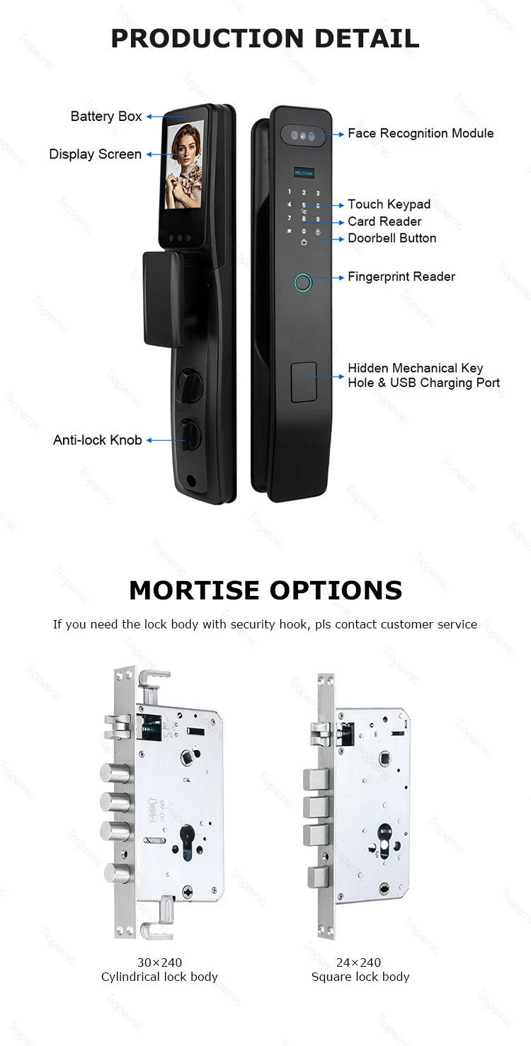 2024 3d Face Unlock Recognition Smart Locks Wood Door Tuya Id Face Scan ...