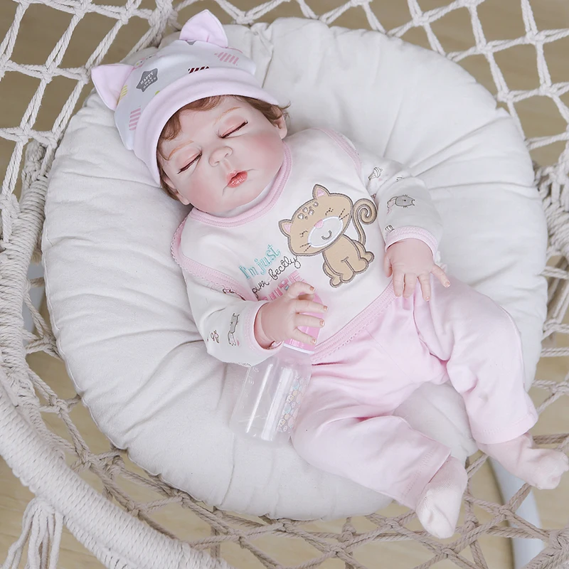 22 Inch Baby Girl Sleeping Reborn Dolls Kit Children Gifts Cuddly ...