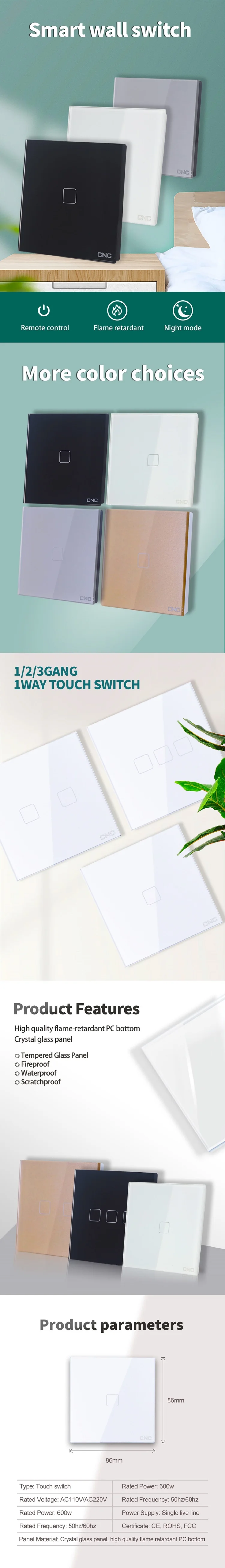 3GANG 1WAY Touch Light Switch - Efficient & Reliable Control