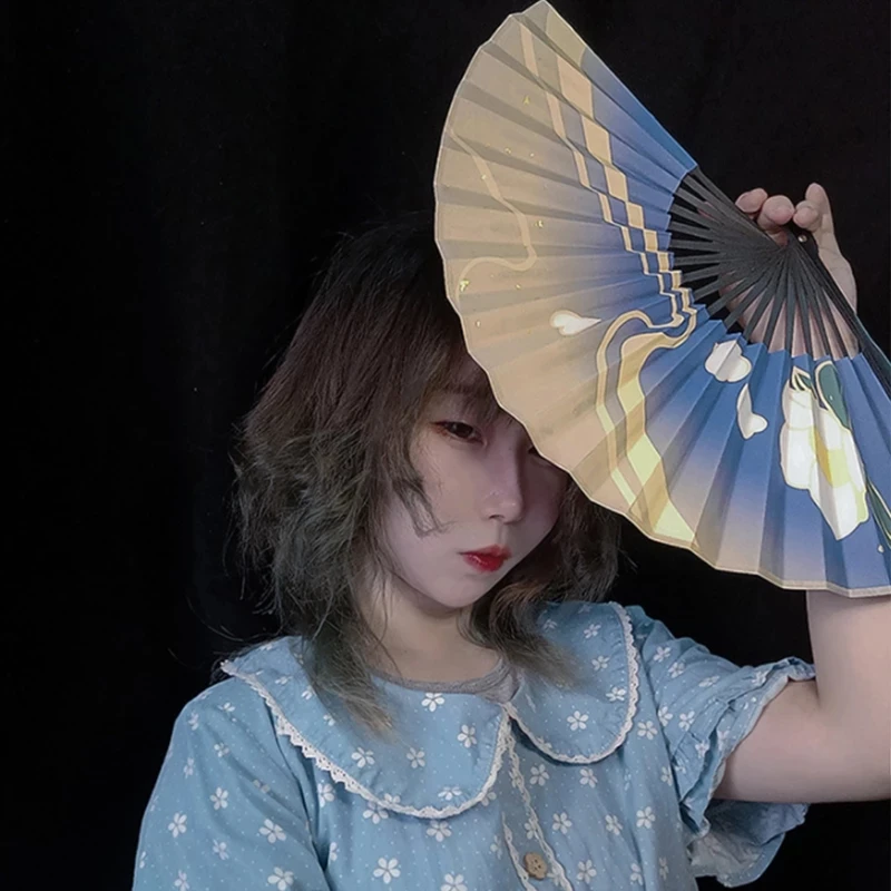 Genshin Impact Kamisato Ayaka Cosplay Fan Cloth Folding Fan Summer ...