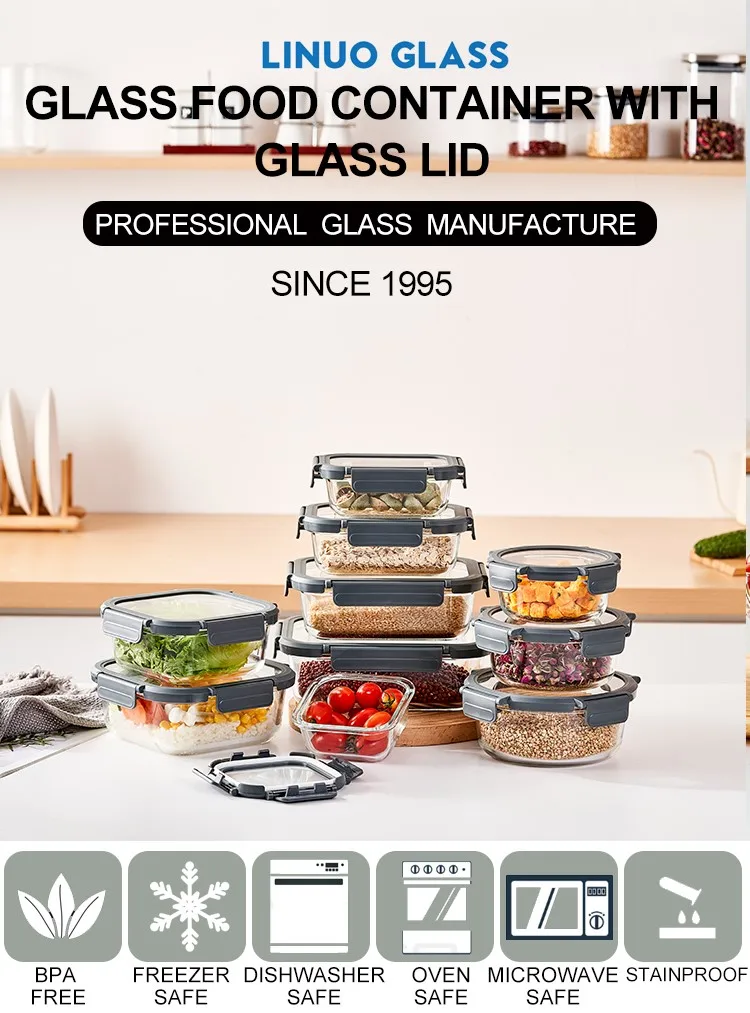 LINUO Glass Food Containers - Eco Friendly & Microwaveable