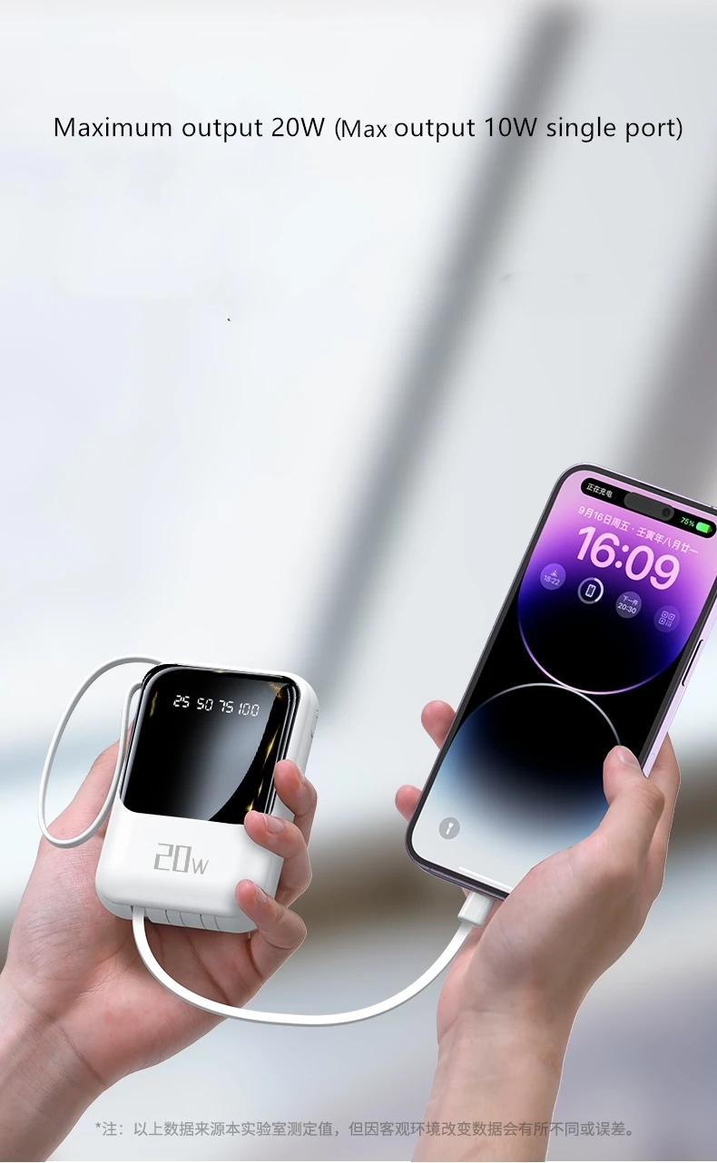 Custom Mini 20000mah Power Bank Fast Charging Powerbank With 4 Cables ...