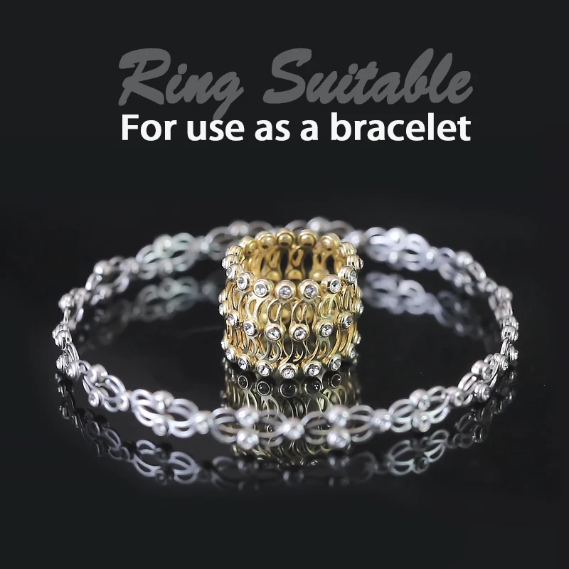 LMB02 RINNTIN Magic Twist Bracelet 925 Sterling Silver 2 In1 Folding Retractable Ring Bracelet
