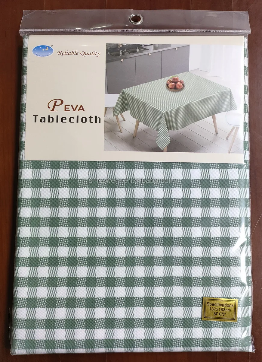 Printed Heavy PEVA Table Cover With Flannel Backing, Classical Checked ...