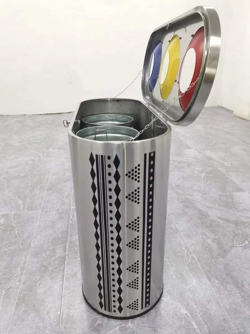 Arabic Style Indoor Stainless Steel Recycle Bin with 3 Compartments ...