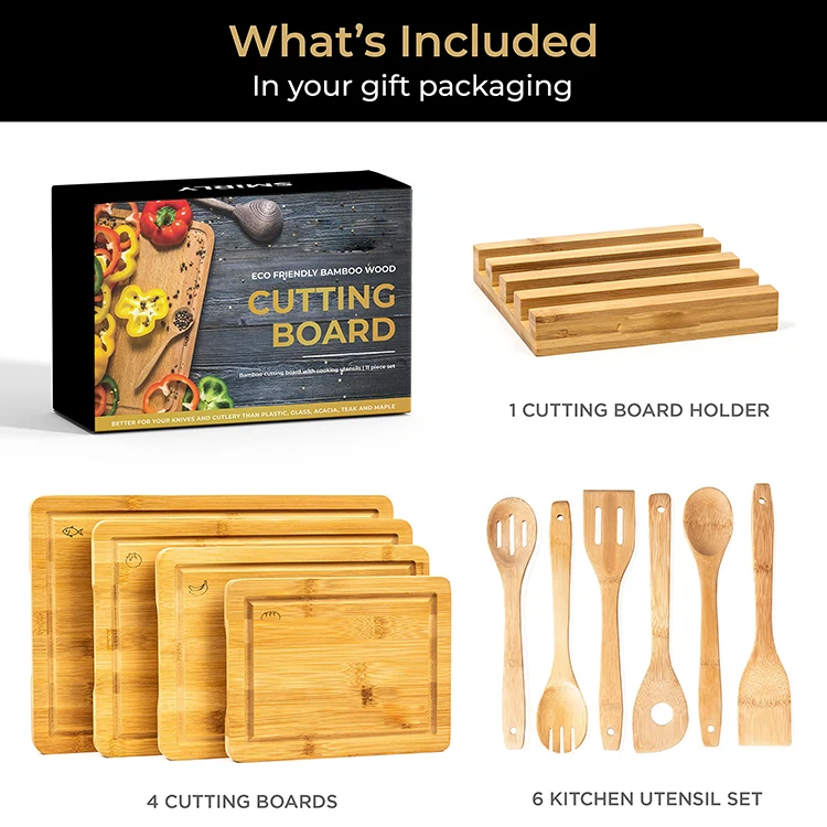Bamboo Cutting Boards Set Kitchen Accessories Charcuterie Chopping ...