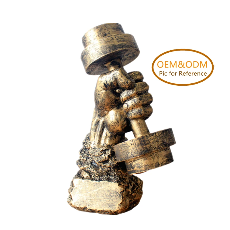 Resin Bodybuilding Trophy Dumbbell Sculpture Weightlifting Fitness Awards