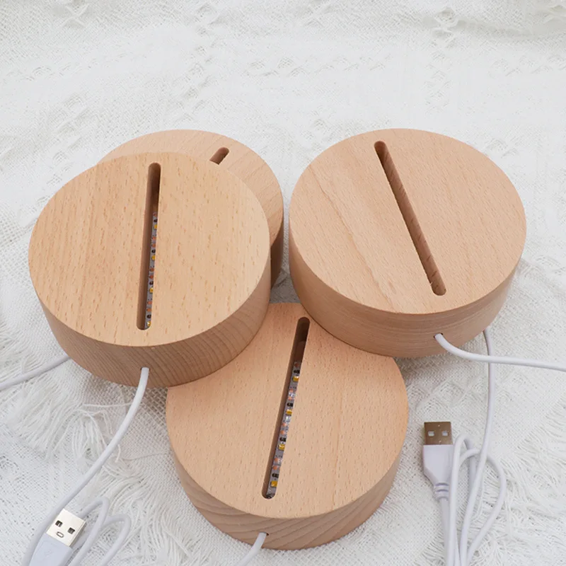 RGB Beech Wooden LED Light Base - Stylish & Efficient